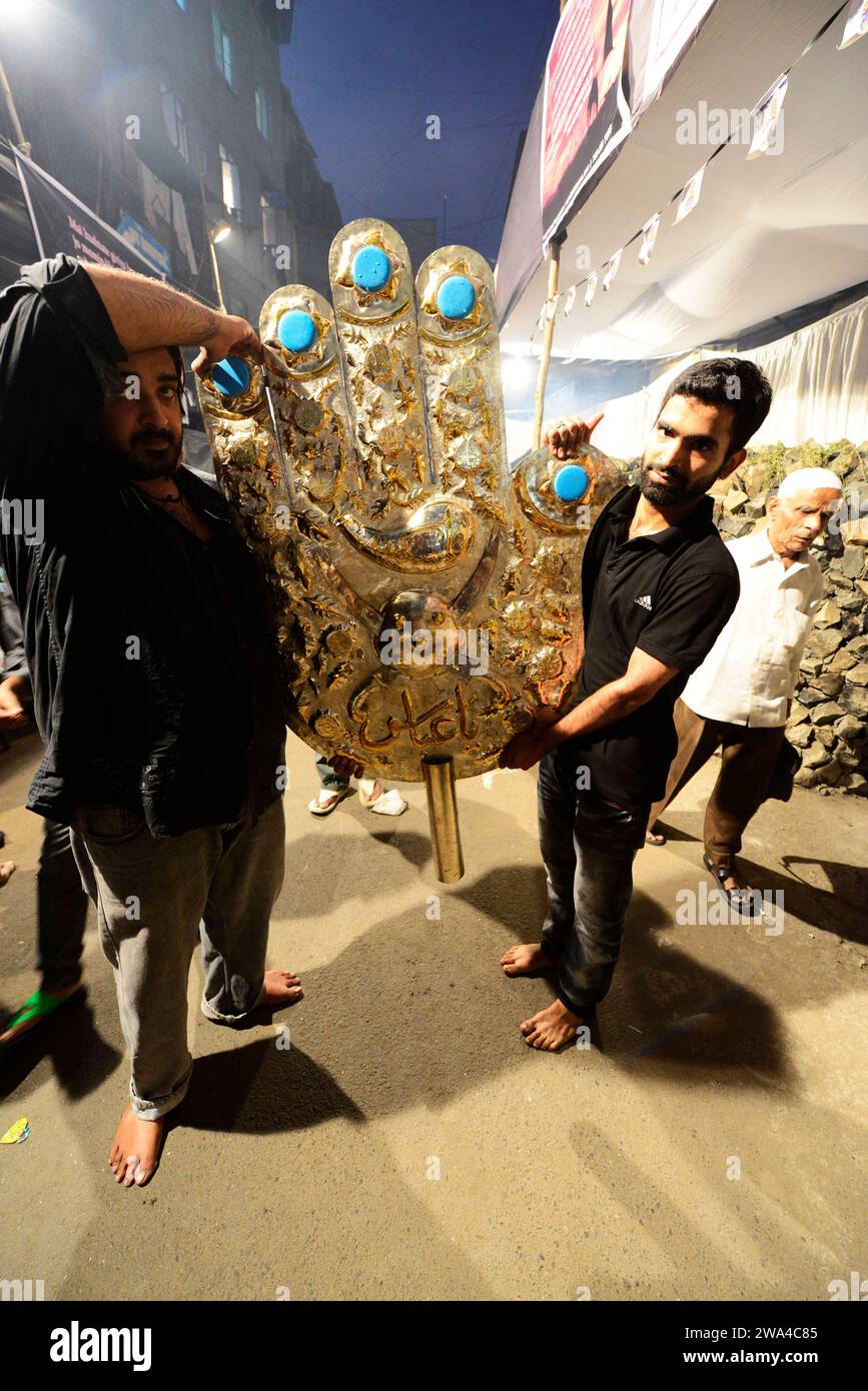 Shia Muslim pilgrims visiting sites representing the story of the ...