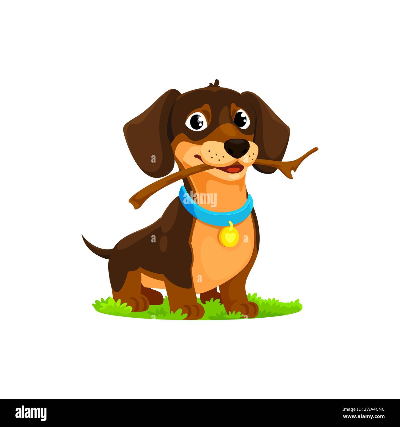 Cartoon dachshund dog puppy character. Vector charming pet with floppy ...