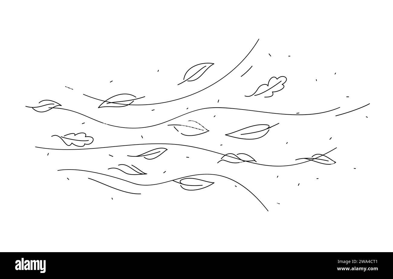 Wind air and doodle leaves motion. Leaves falling season hand drawn ...