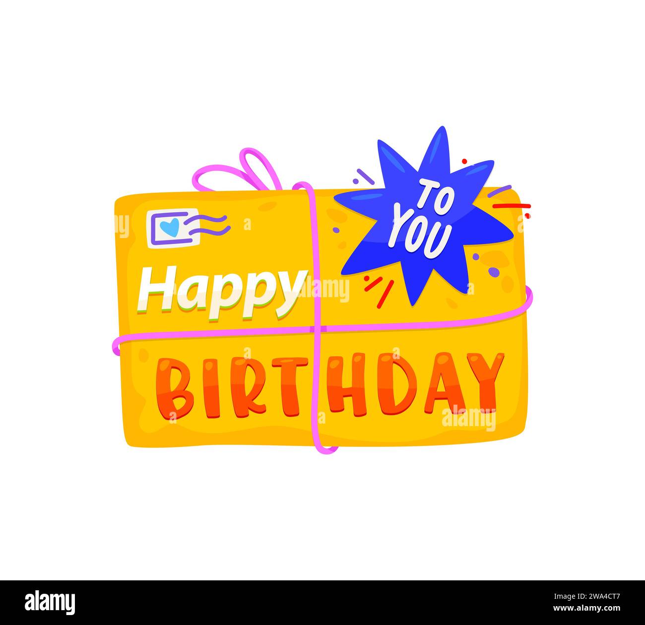 Happy birthday badge, greetings sticker with special parcel to ...