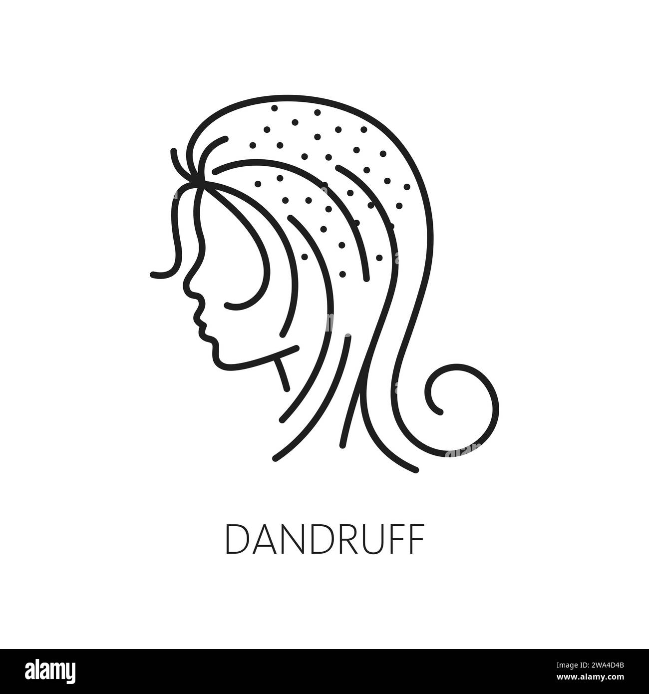 Dandruff, hair care and treatment icon, features female profile with ...
