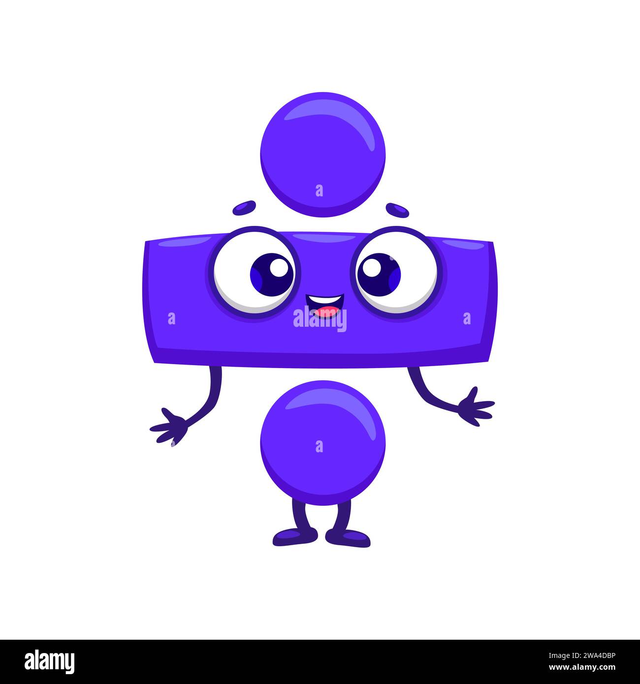 Cartoon funny math number or division sign character for kids ...