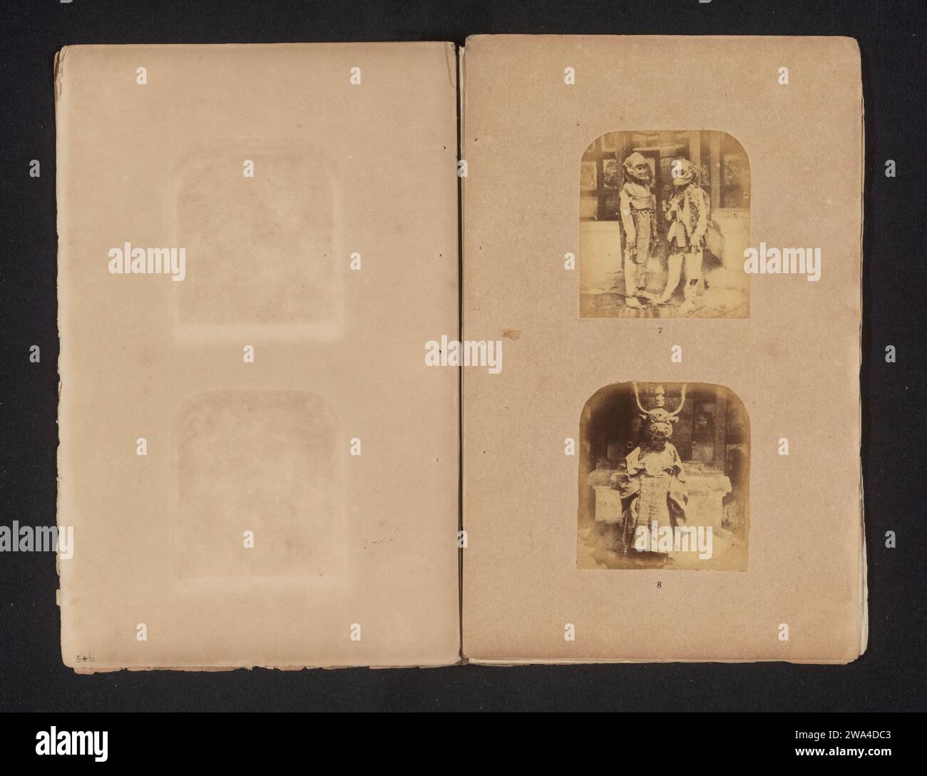 Two actors with masks from a play in India, Melville Clark, c. 1860 ...