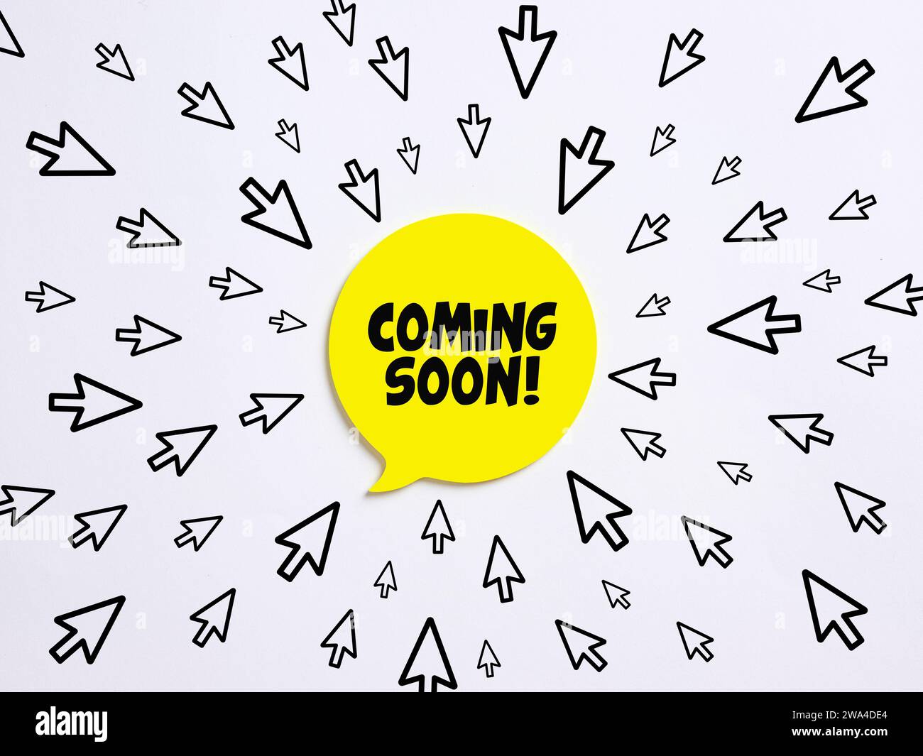 Speech bubble with coming soon announcement Stock Photo - Alamy