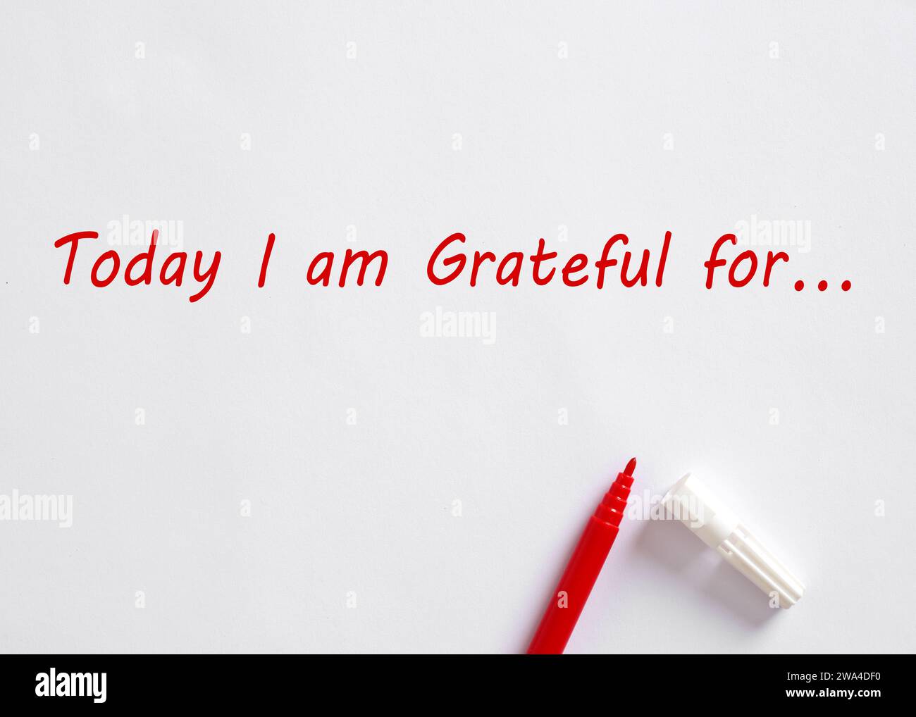 I am grateful for message hand written on white background. Expressing ...
