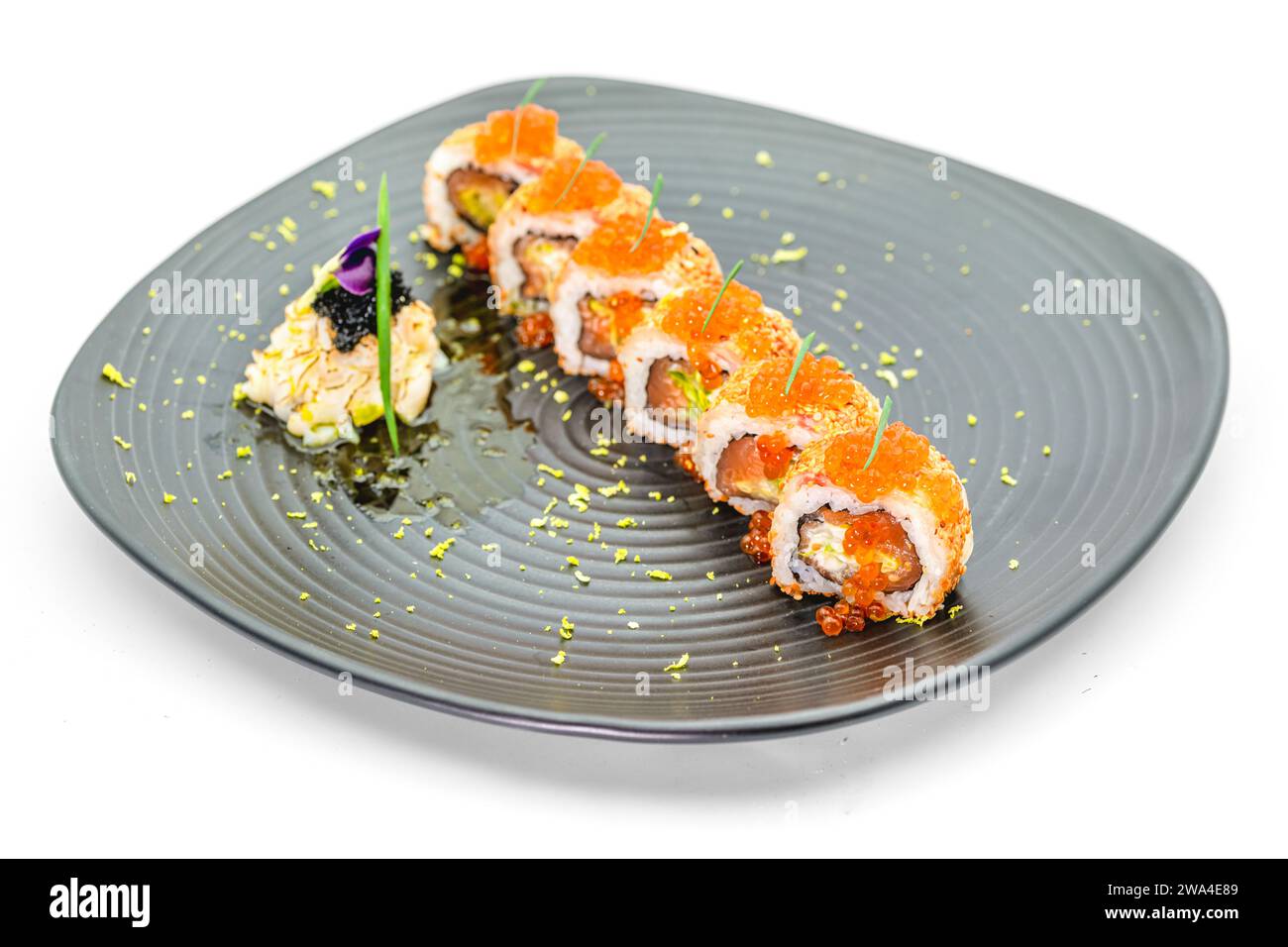 Top view plate sushi Cut Out Stock Images & Pictures - Alamy