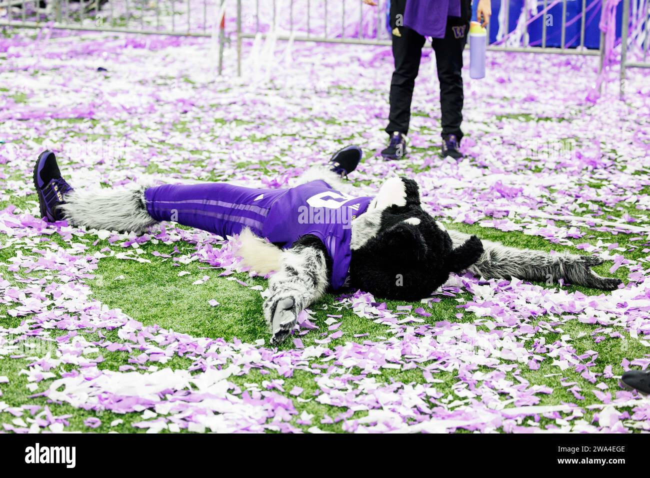 New Orleans, Louisiana, USA. 01st Jan, 2024. Washington mascot Harry ...