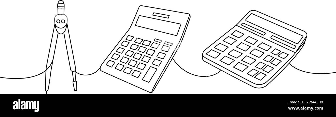 School supplies collection. Back to school one line drawing ...