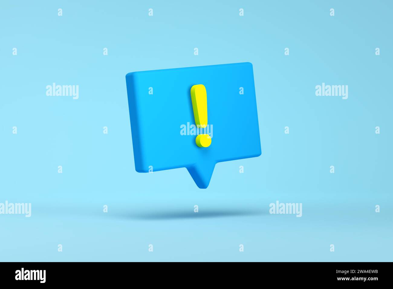 Exclamation mark on blue speech bubble. Warning, caution and attention ...