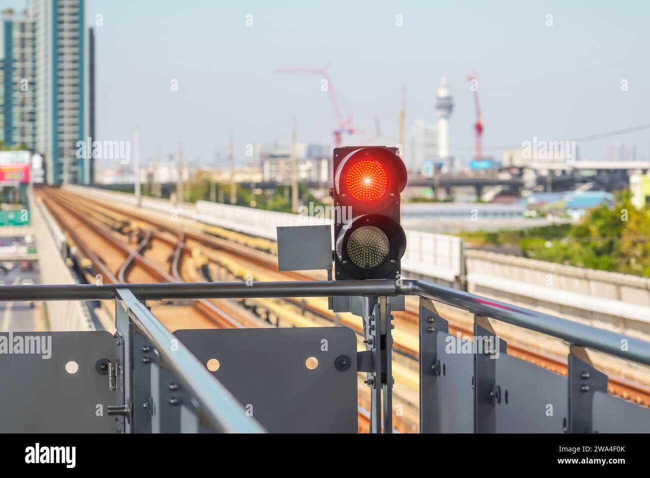 Railway traffic light in the area of a train station Stock Photo - Alamy