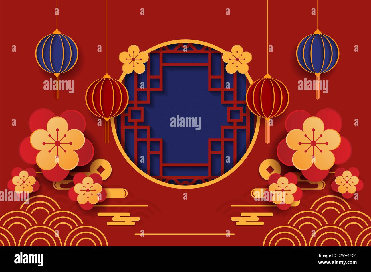 Happy chinese new year 2024 the dragon zodiac sign with red and gold ...