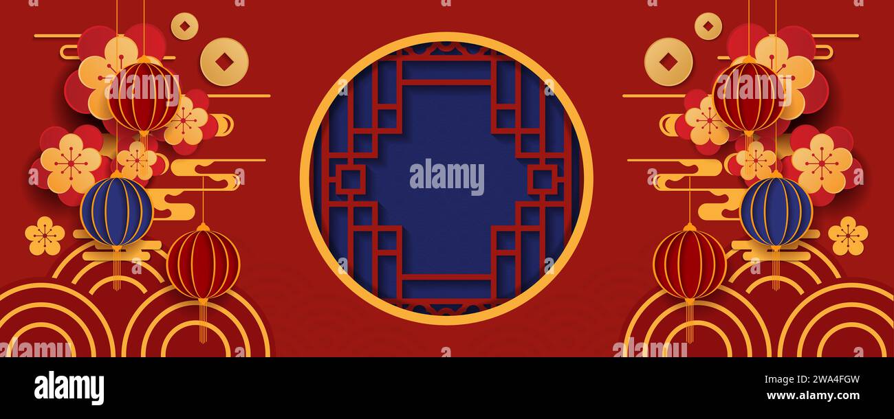 Happy chinese new year 2024 the dragon zodiac sign with red and gold ...