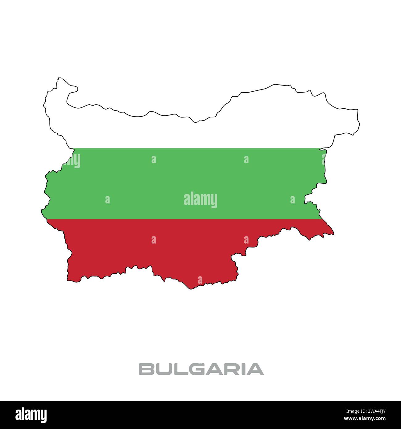 Vector illustration of the flag of Bulgaria with black contours on a white background Stock ...