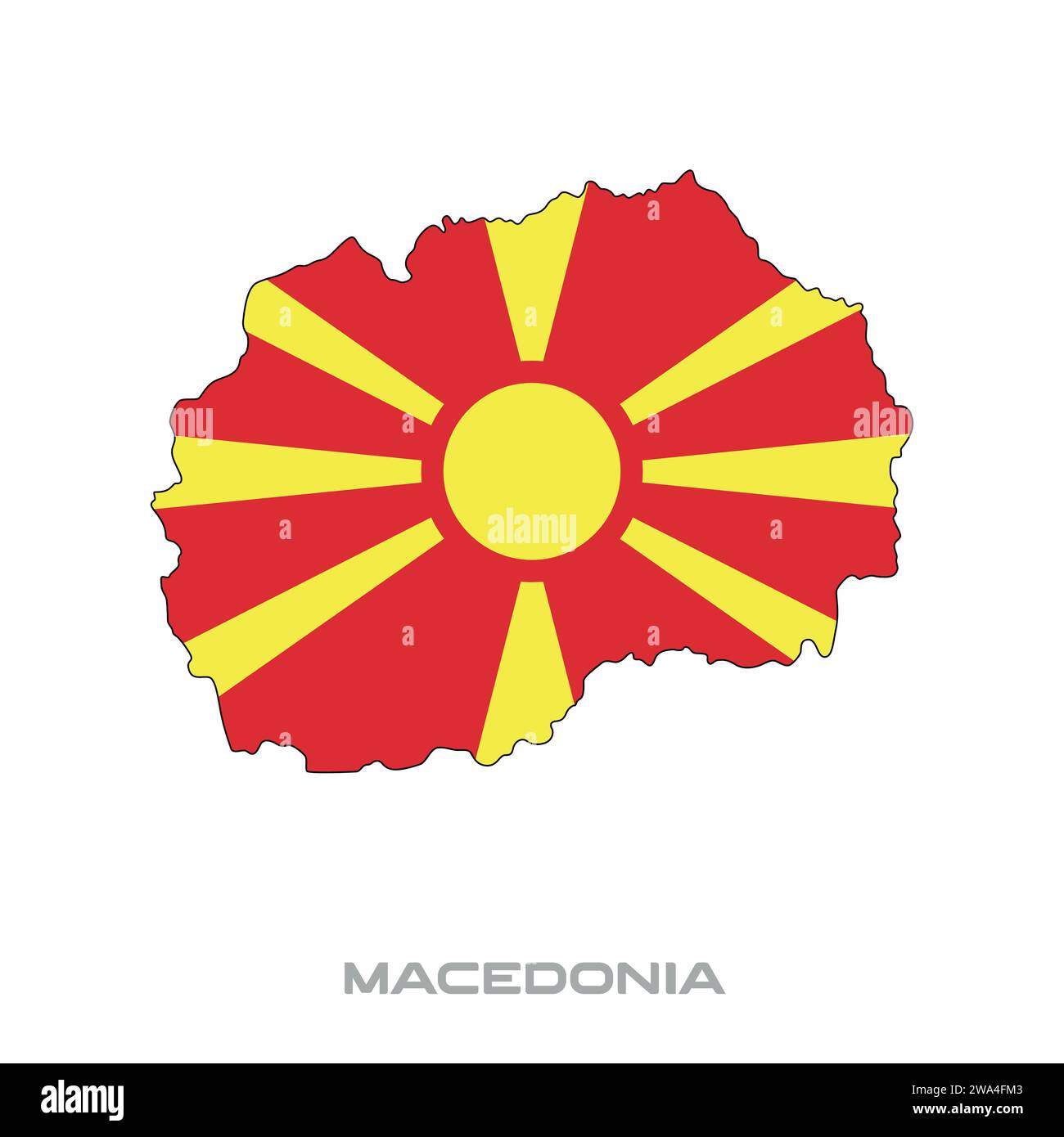 Vector illustration of the flag of Macedonia with black contours on a ...