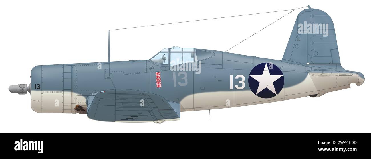 Vought F4U-1 Corsair of the VMF-214 USMC piloted by Kenneth A. Walsh, Munda Airfield, August ...