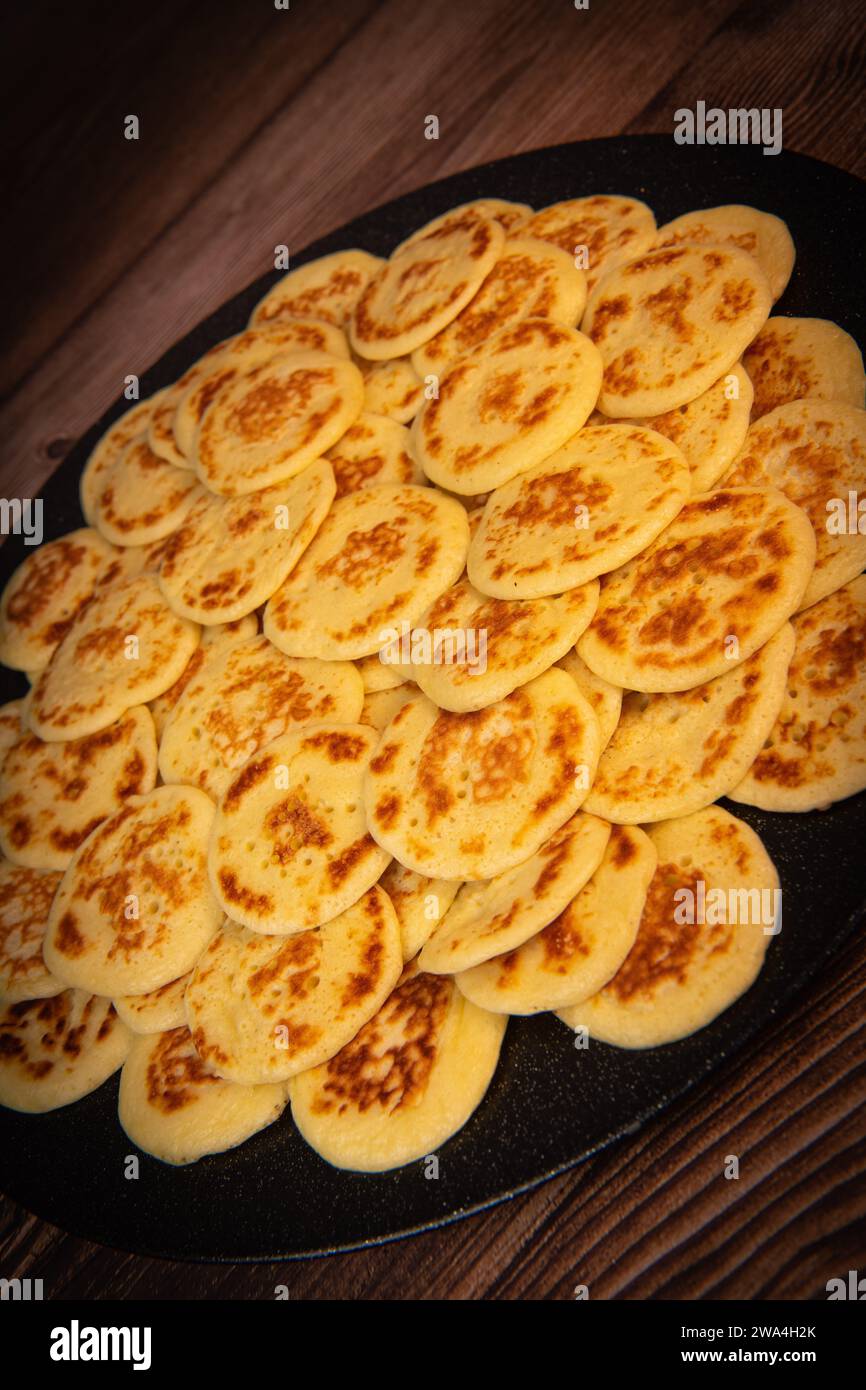 Close up Cocktail Blinis or mini blinis Stock Photo - Alamy