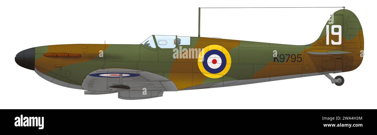 Spitfire Mk I (K9795) of the No 19 Squadron RAF, Duxford airfield ...