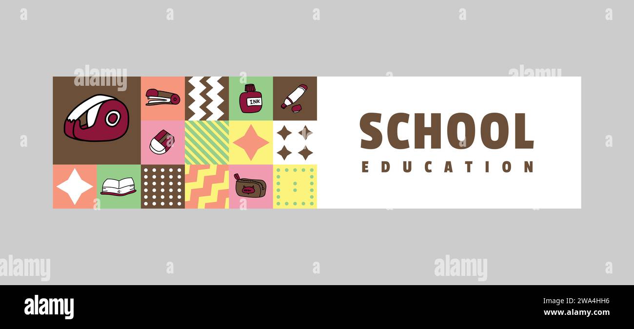 Flat school education horizontal banner design Stock Vector Image & Art ...