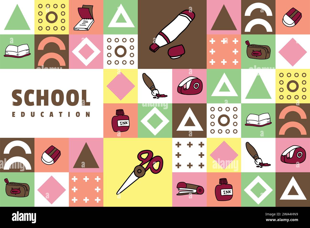 Simple flat design school education background concept Stock Vector ...