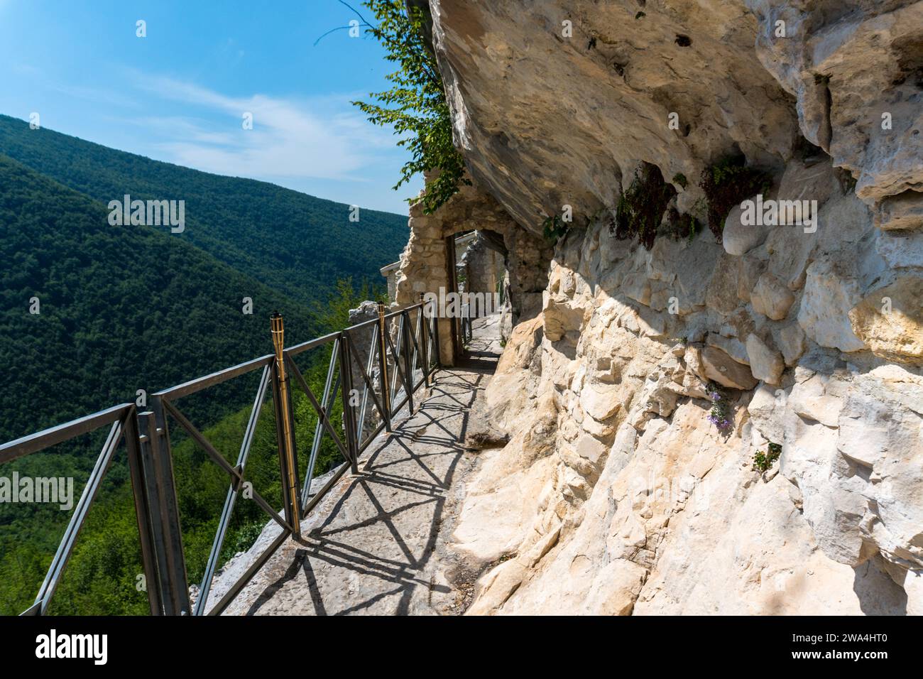 L'Aquila, Italy-august 12, 2021:ruins of the Hermitage of the Holy ...