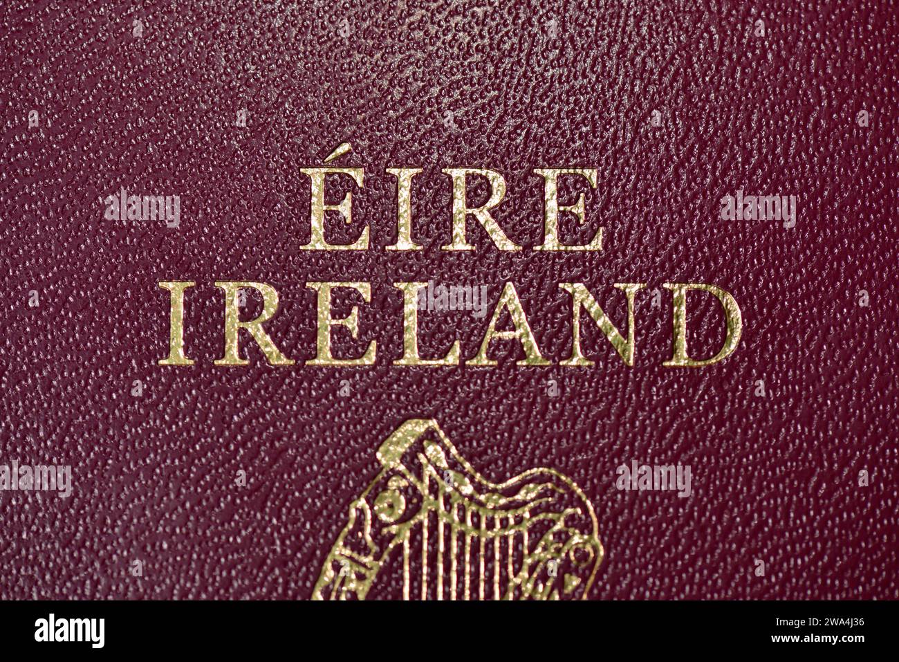 Irish passport close up detail with copy space Stock Photo - Alamy
