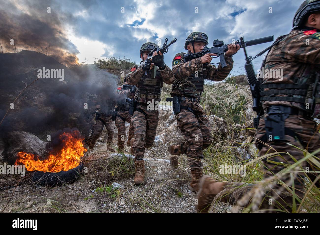 HEZHOU, CHINA - JANUARY 2, 2024 - Members of China's Armed police ...
