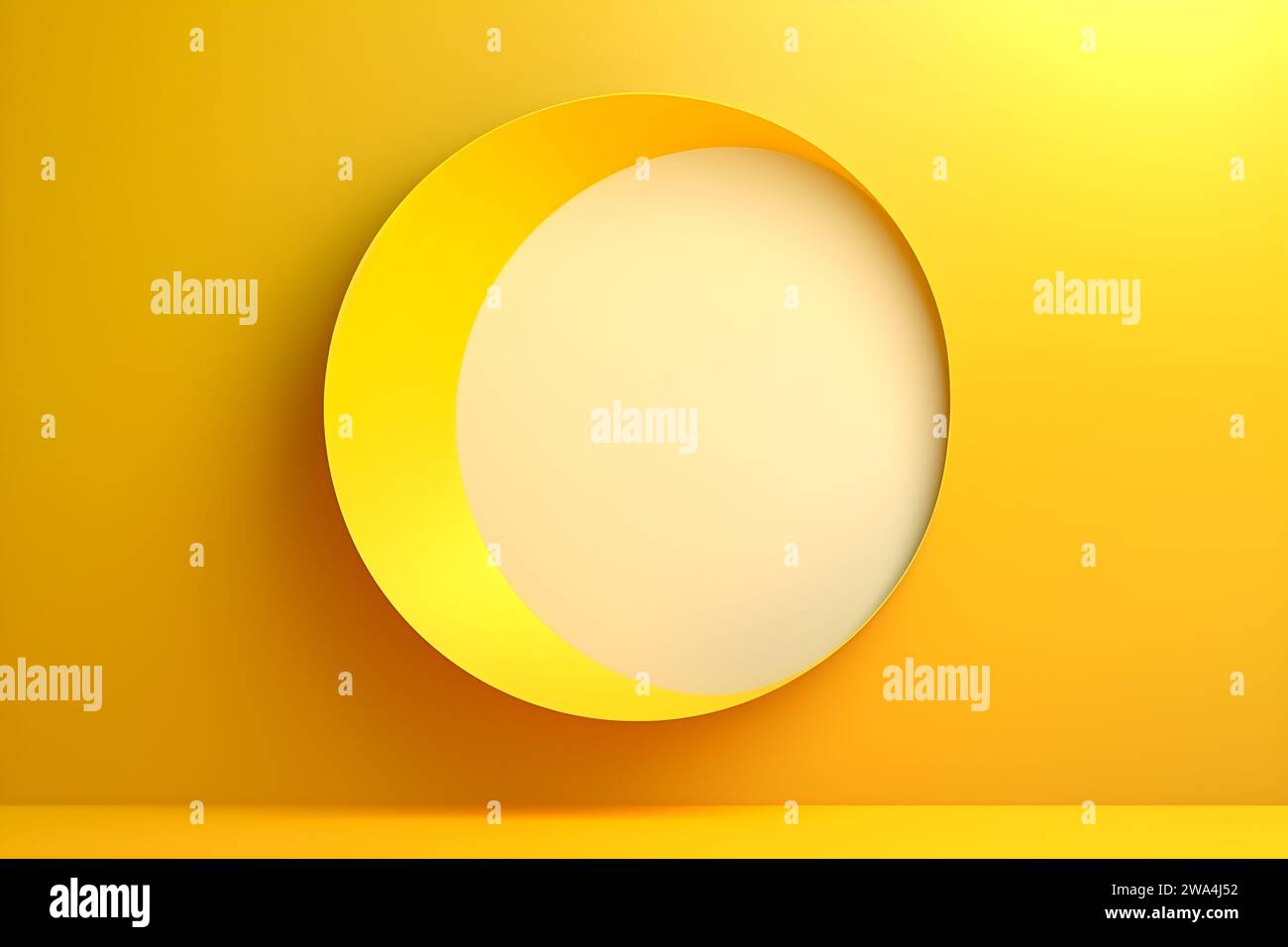 Circle hole in wall background yellow color geometric abstract minimal ...