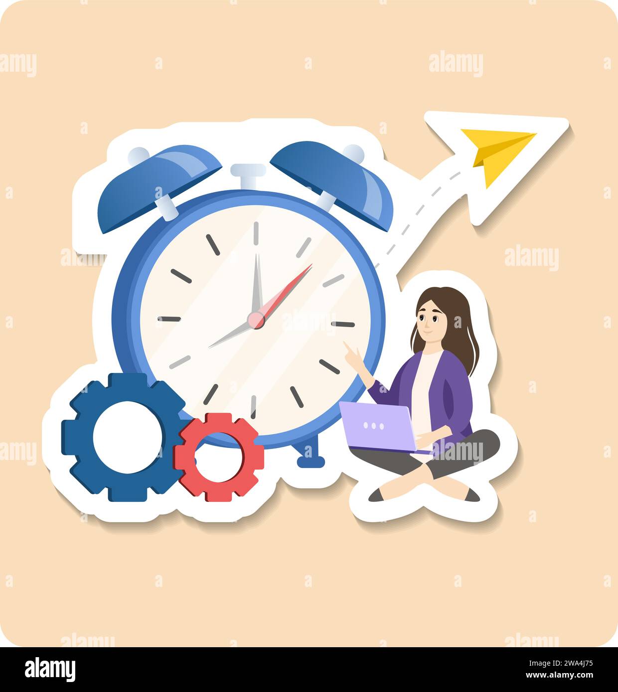 Timeline sticker illustration. Time management, time goes by so fast ...