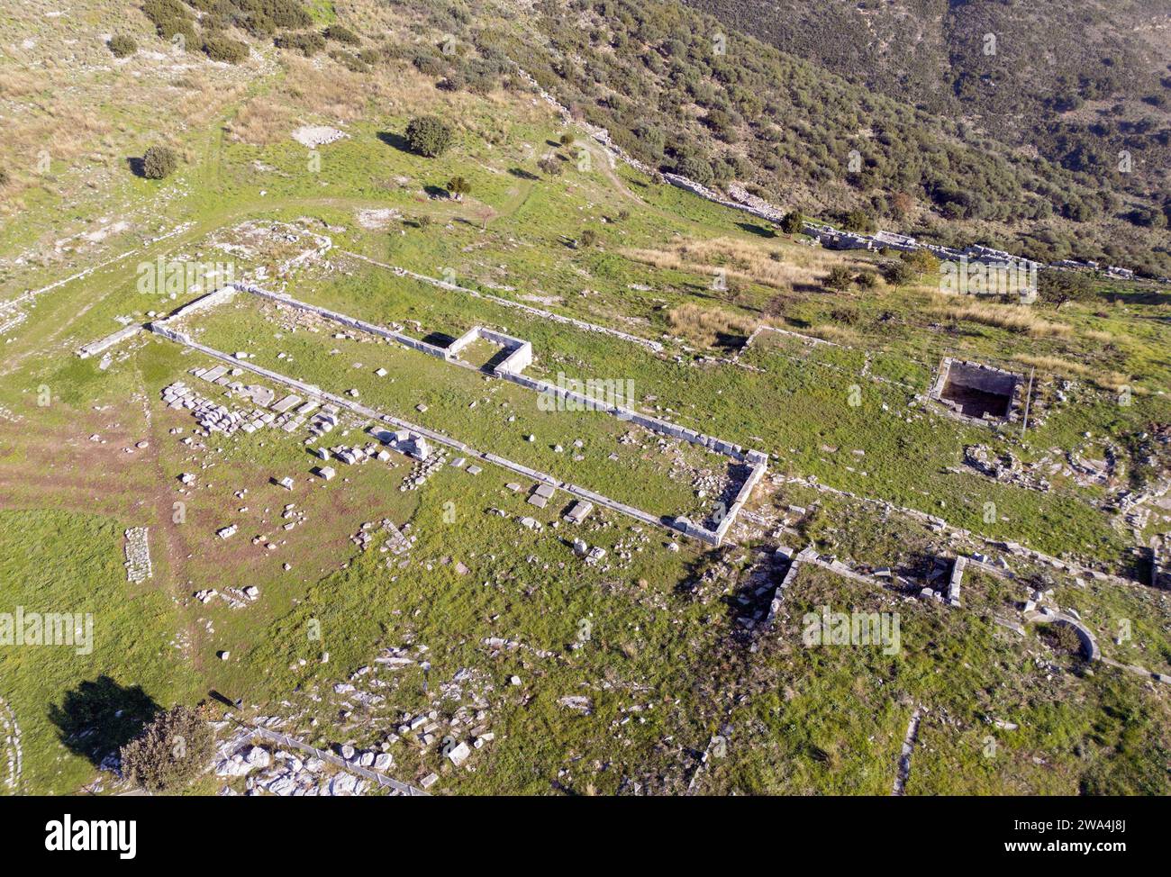 The agora of new Pleuron (Plevrona), in ancient Aetolia, Greece Stock ...