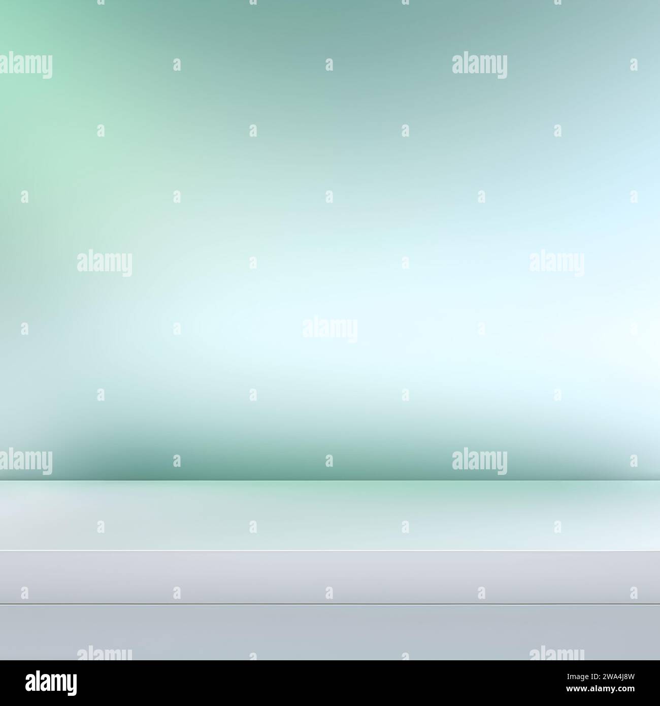 Minimalist light green gradient room background with table top floor ...