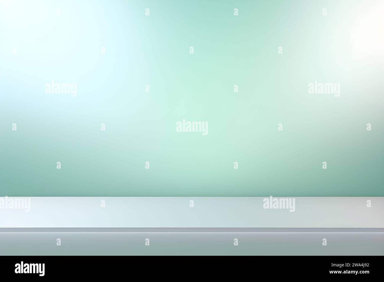 Minimalist light green gradient room background with table top floor ...