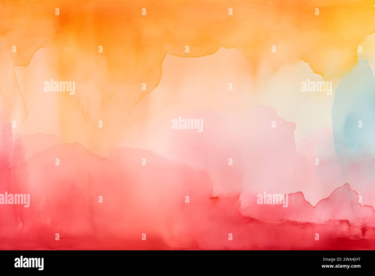 Warm tone watercolor splash background with pink red orange and blue ...