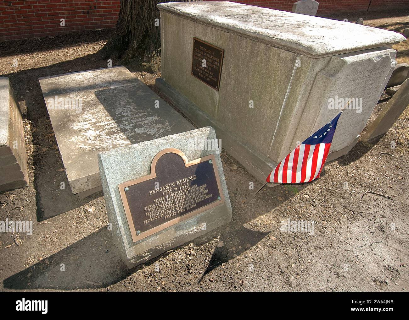 Commemorative at benjamin franklins grave at christ church burial ...