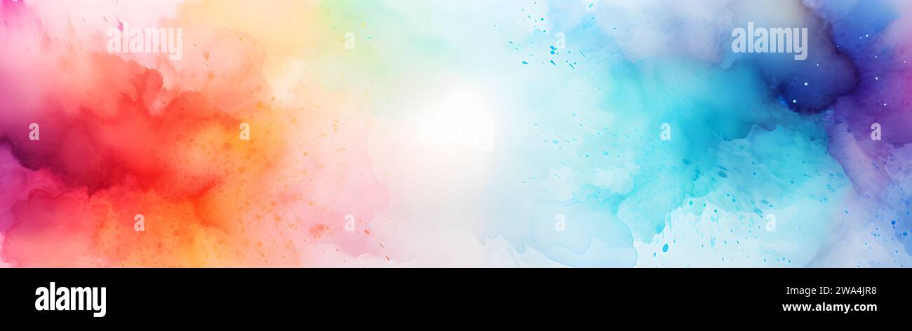 Vibrant colorful watercolor splash banner background border design ...