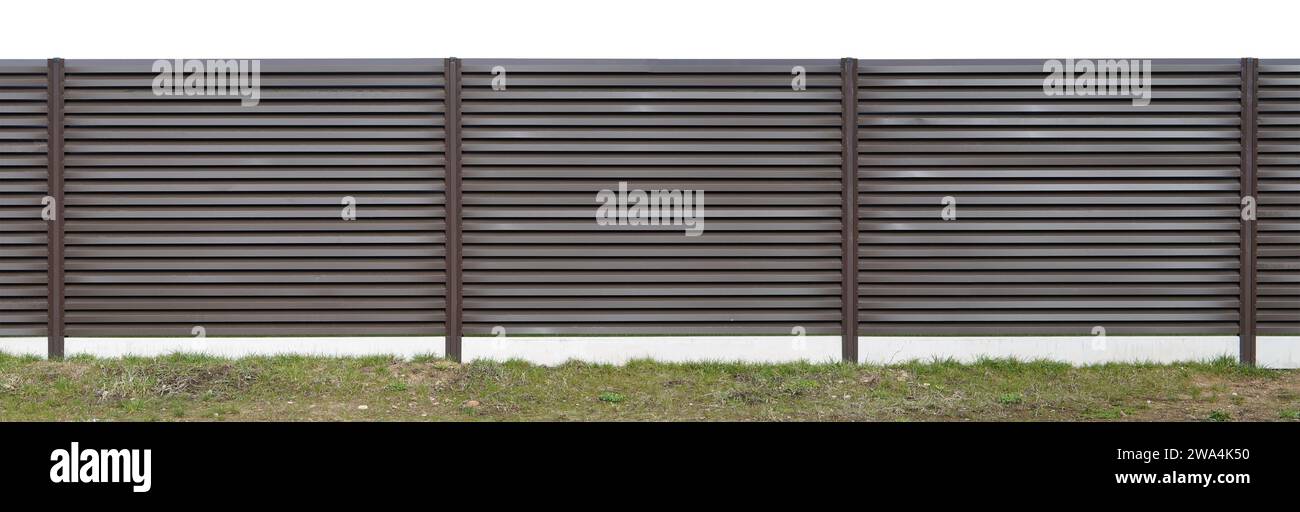 Solid steel rustic fence isolated. Panoramic image Stock Photo - Alamy