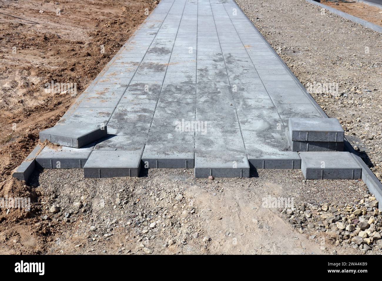 Unfinished construction of a pedestrian sidewalk Stock Photo - Alamy