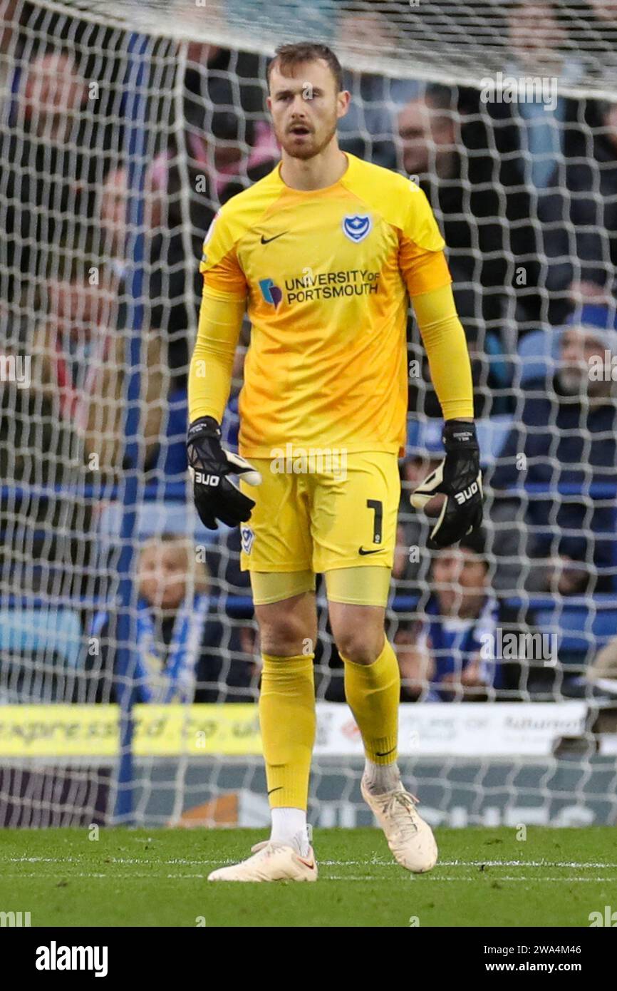 Portsmouth, UK. 01st Jan, 2024. Portsmouth goalkeeper Will Norris (1 ...