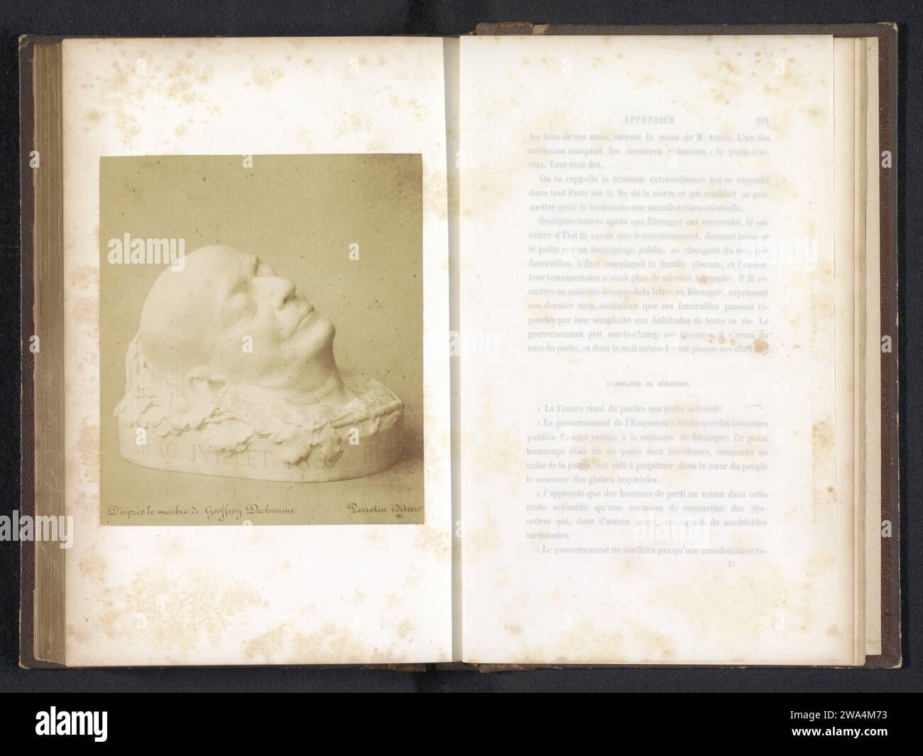 Plaster cast from the death mask of Pierre-Jean de Béranger, Anonymous ...