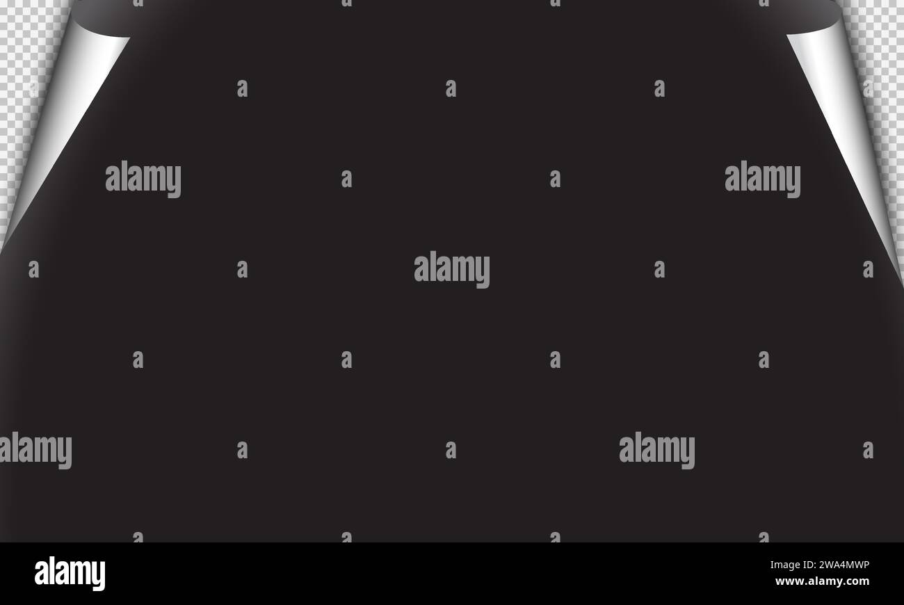 Set of curved white paper strips, notebook sheets with hard shadow, are ...