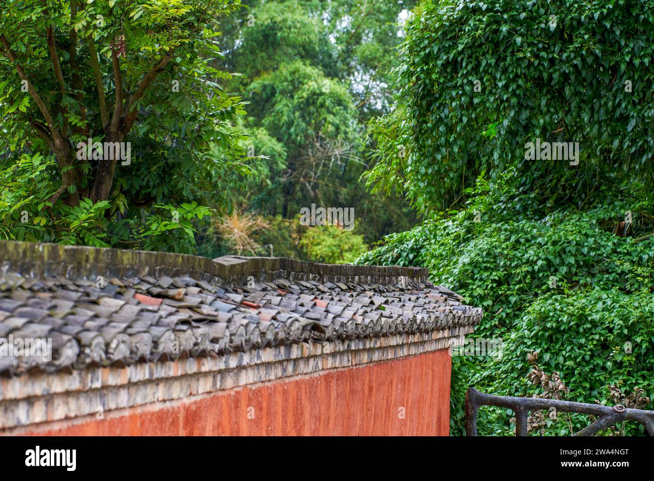 Ancient buildings with red bricks and red walls in rural China Stock ...