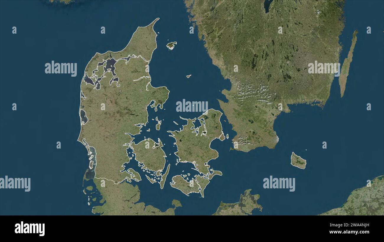 Denmark outlined on a high resolution satellite map Stock Photo - Alamy