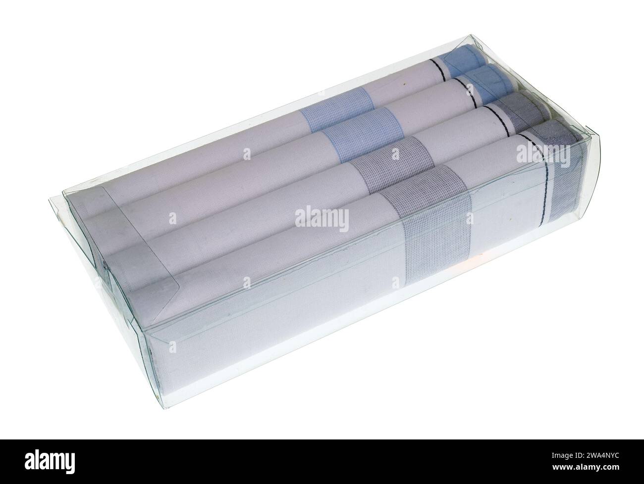 New handkerchiefs in transparent plastic packaging, Isolated on white ...