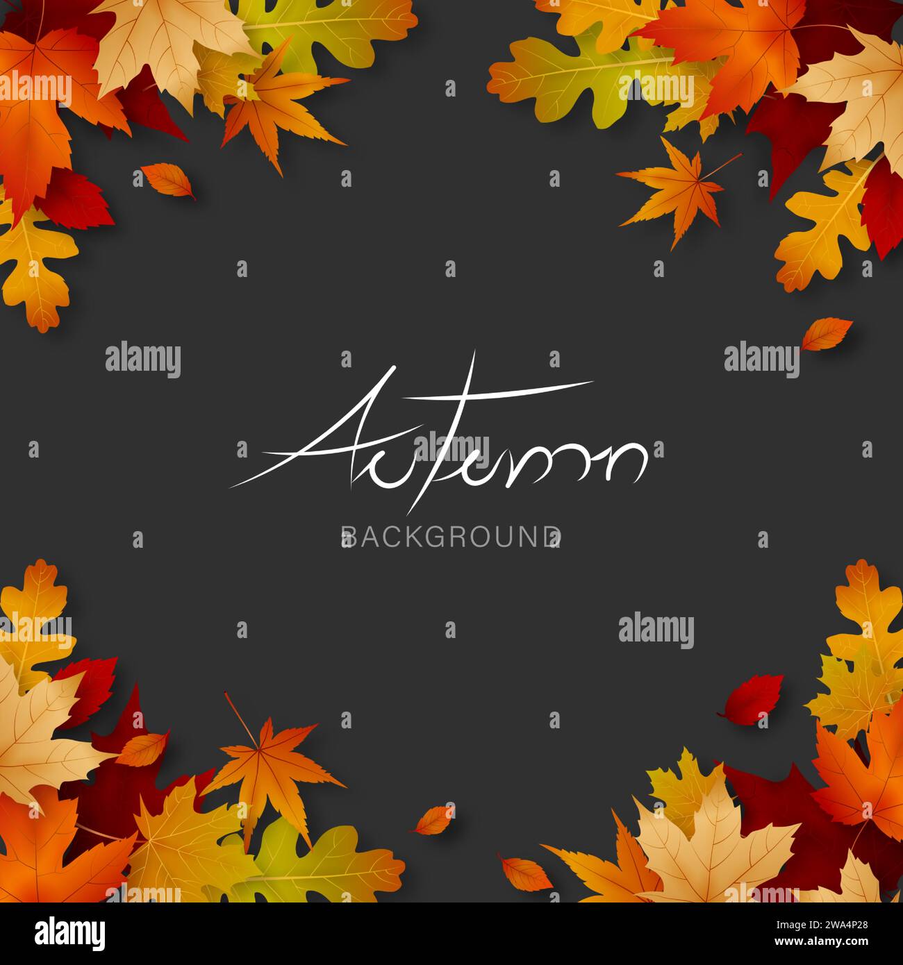 Autumn background border design frame with leaf decoration at corners ...