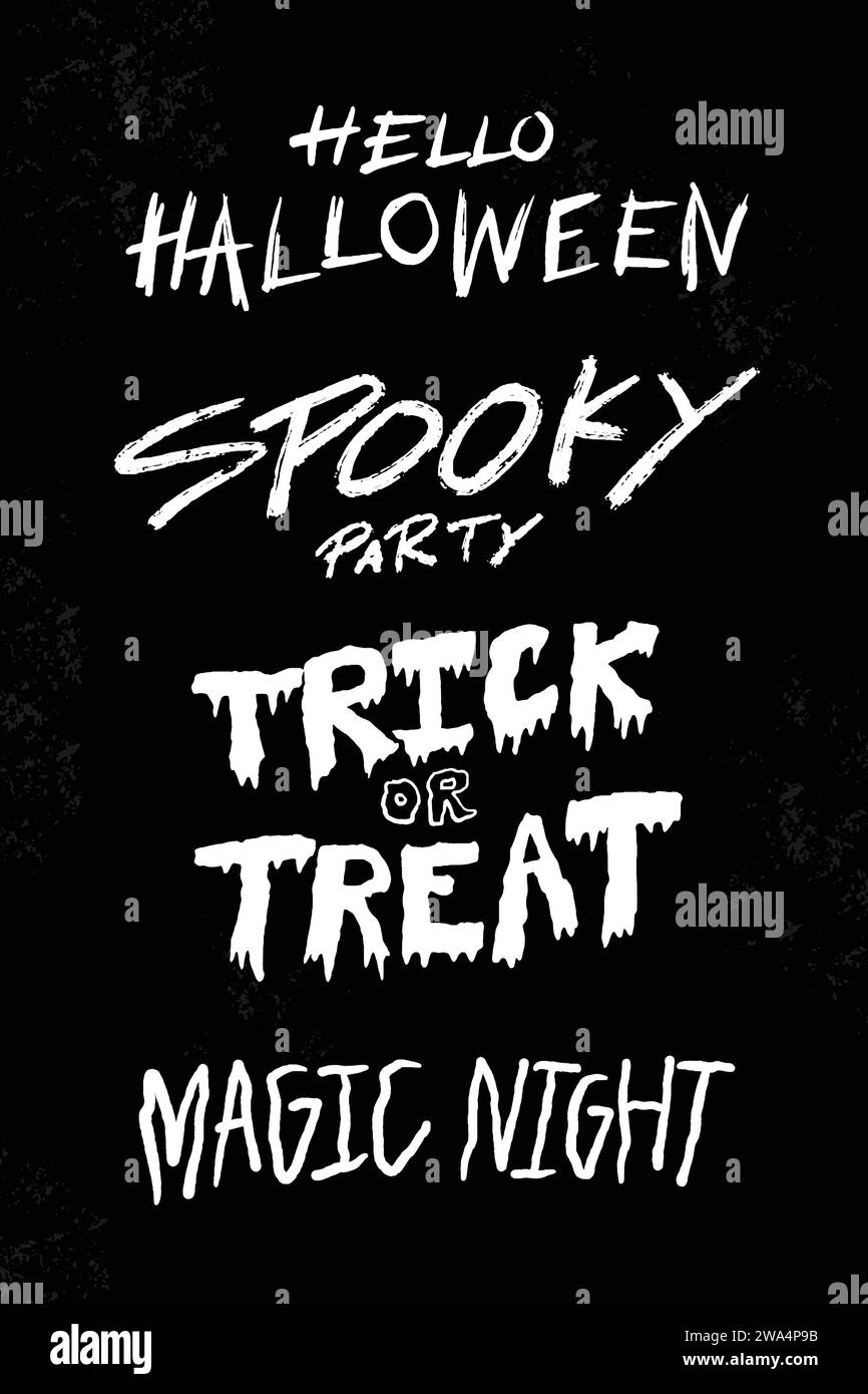 Halloween text decoration set hand drawn lettering vector design Stock ...