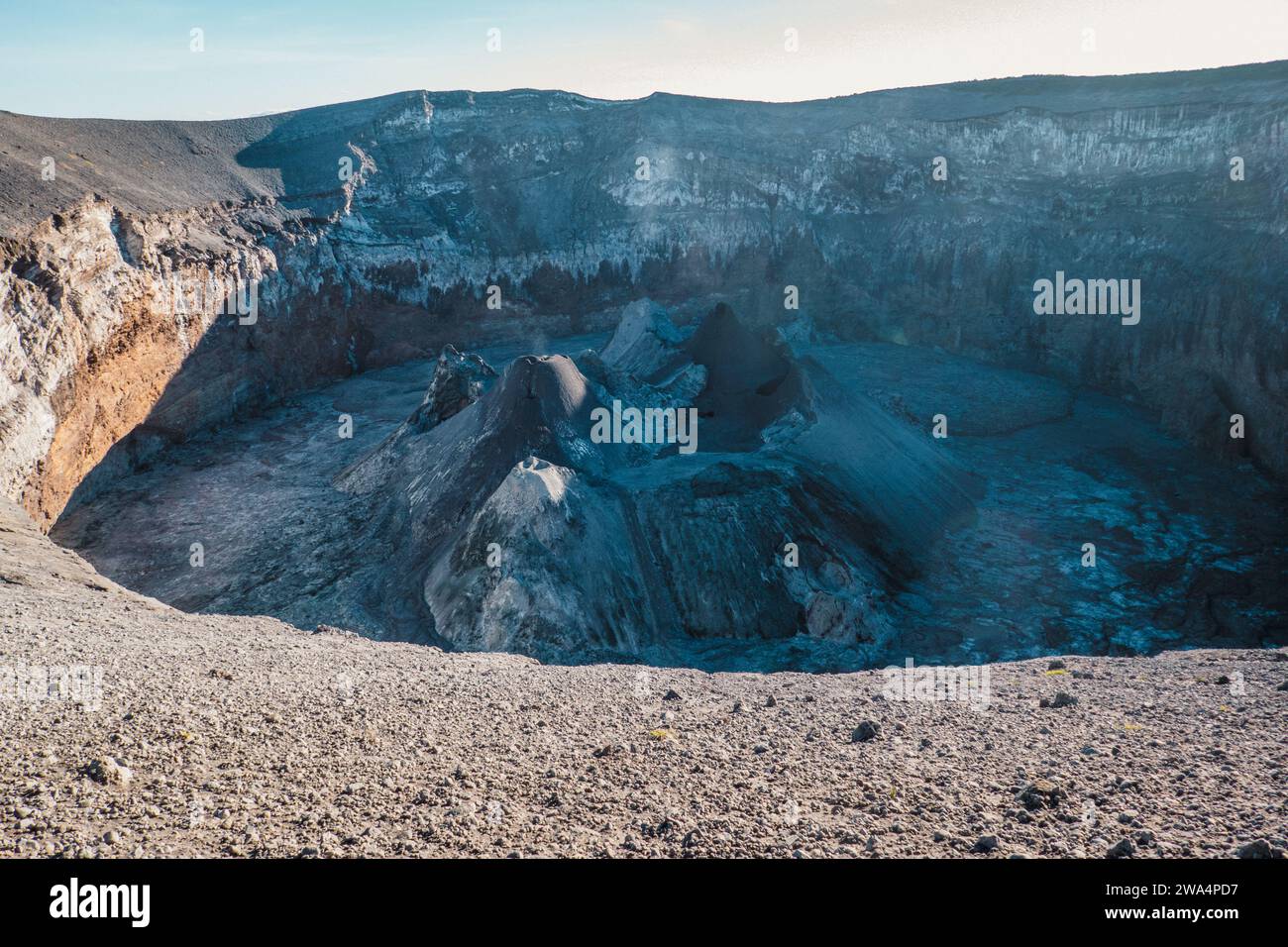 View of the volcanic crater - The Ash Pit of Mount Ol Doinyo Lengai in ...