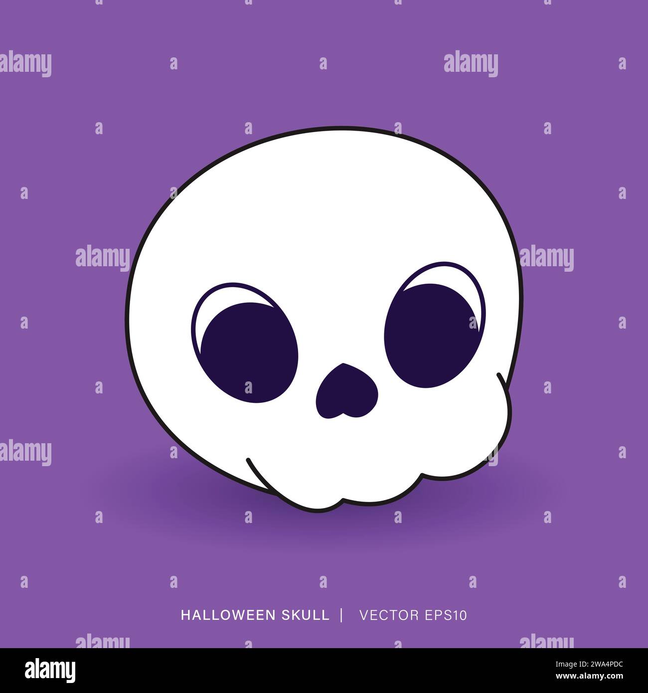 Cute cartoon skull Halloween decoration element, vector illustration ...