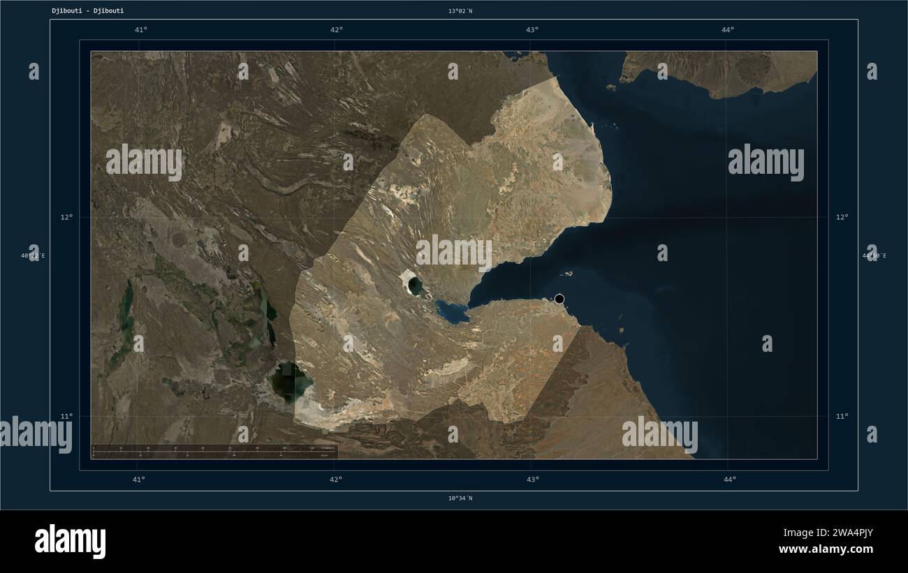 Djibouti highlighted on a high resolution satellite map map with the ...