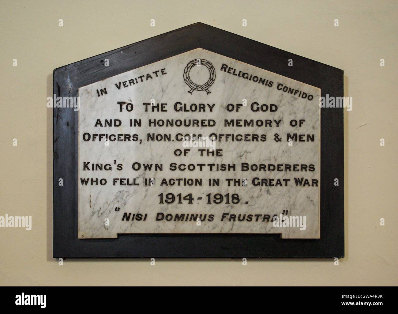 WW1 memorial plaque to the Kings Own Scottish Borderers, Berwick Upon ...