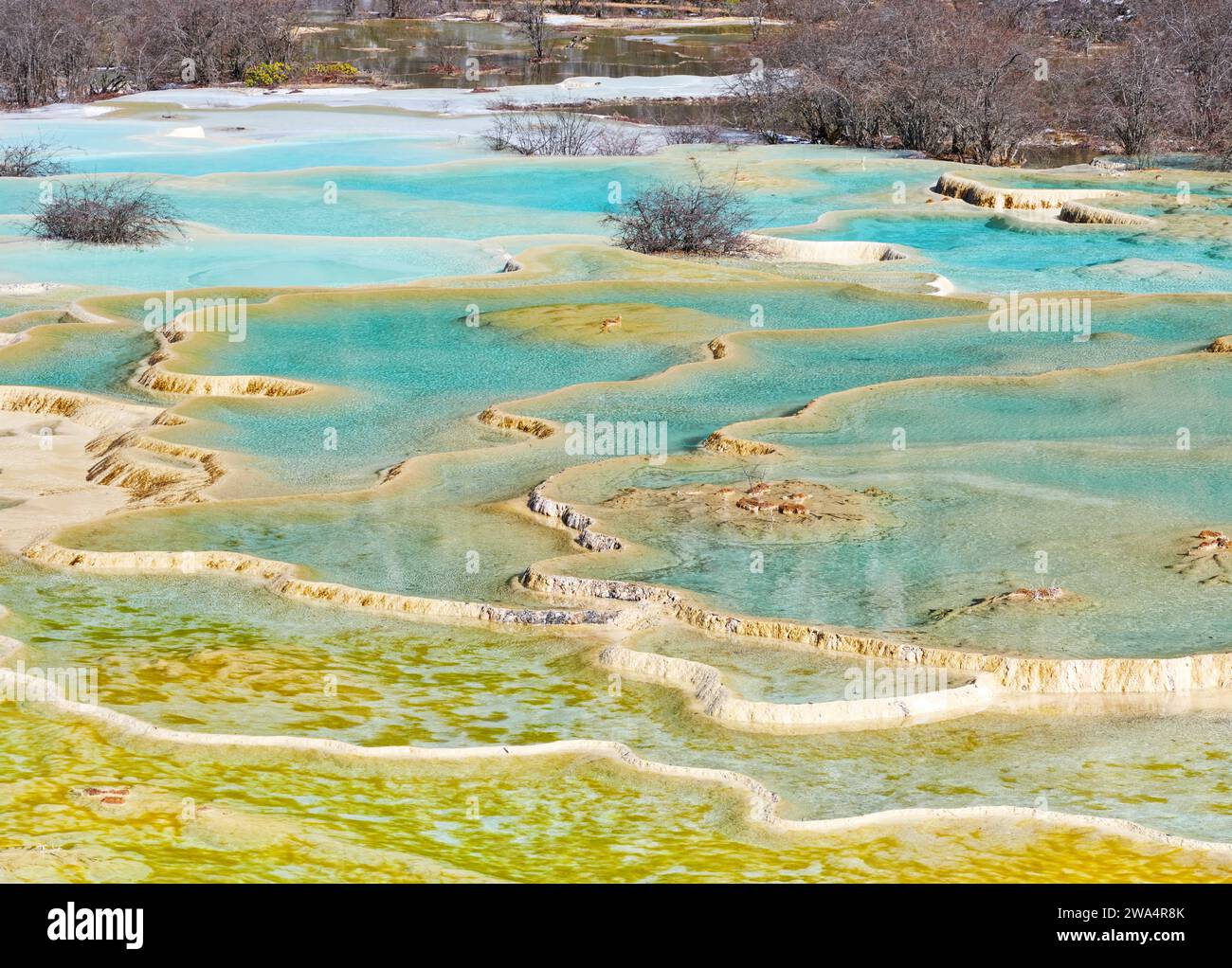 Travertine pools of huanglong, china hi-res stock photography and ...