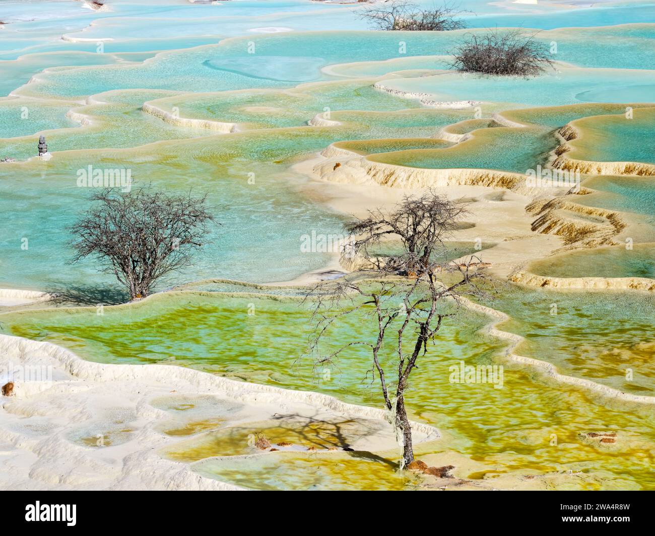 Huanglong travertine pools Stock Photo - Alamy